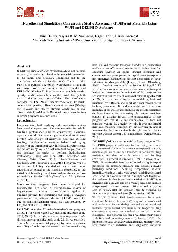 (PDF) Hygrothermal Simulations Comparative Study: Assessment of Different Materials Using WUFI ...