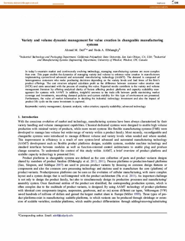 (PDF) Variety and volume dynamic management for value creation in ...