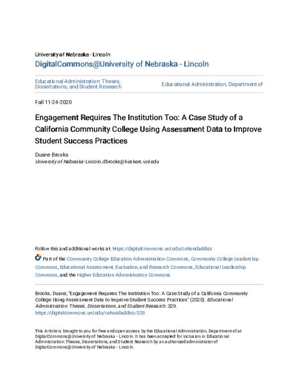 (PDF) Engagement Requires The Institution Too: A Case Study of a ...