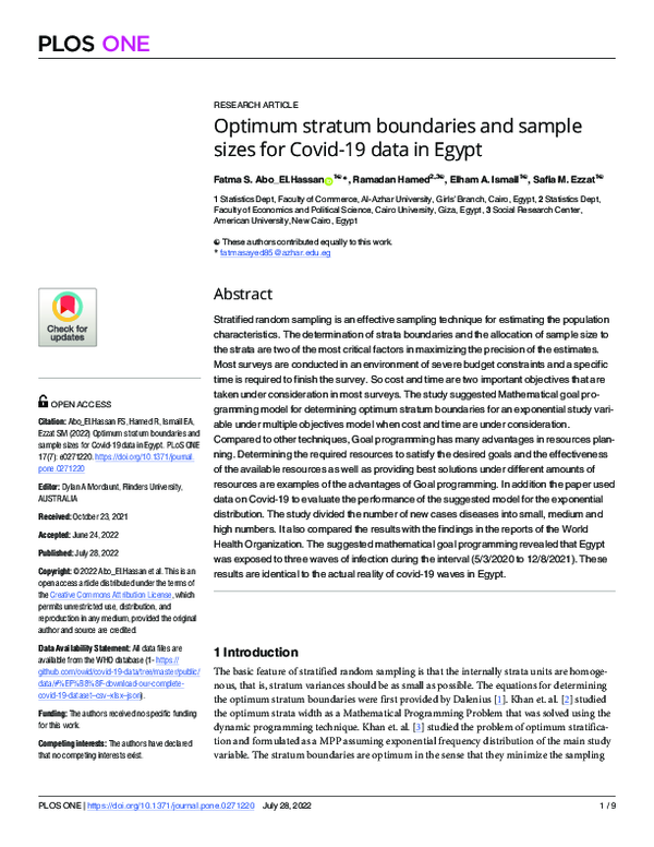 (PDF) Optimum stratum boundaries and sample sizes for Covid-19 data in ...