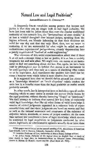 (PDF) Natural Law and Legal Positivism