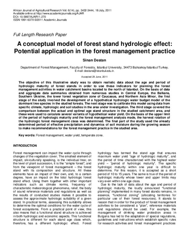 (PDF) A conceptual model of forest stand hydrologic effect: Potential application in the forest ...