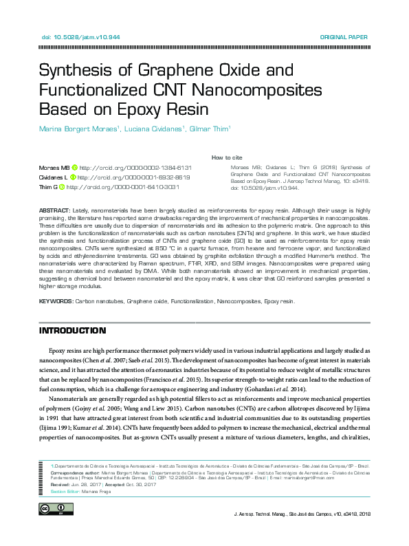 (PDF) Synthesis of Graphene Oxide and Functionalized CNT Nanocomposites ...