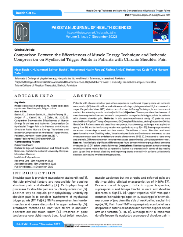 (PDF) Comparison Between the Effectiveness of Muscle Energy Technique ...