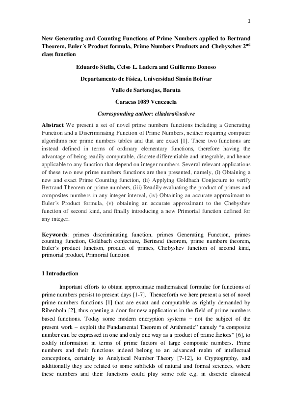 (PDF) New Generating and Counting Functions of Prime Numbers applied to ...