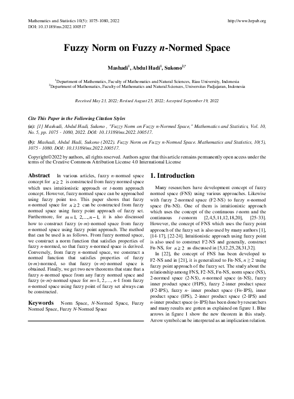 (PDF) Fuzzy Norm on Fuzzy n-Normed Space (PDF) Fuzzy Norm on Fuzzy n-Normed Space