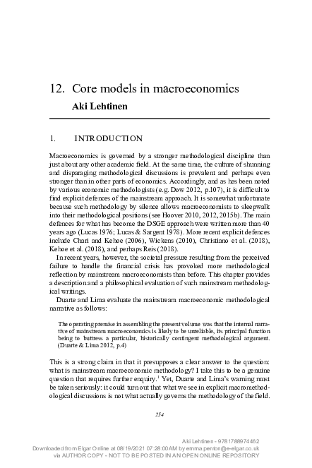 (PDF) Core models in macroeconomics