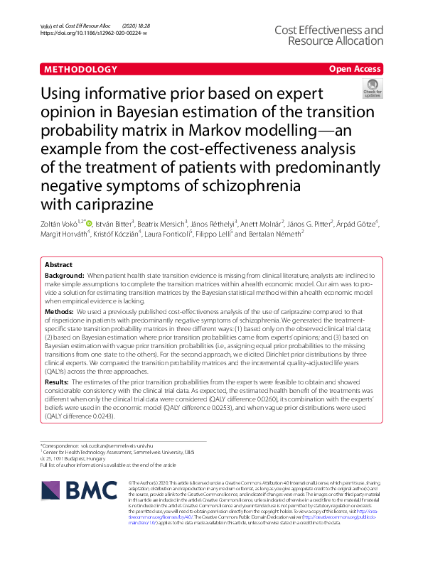 (PDF) Using informative prior based on expert opinion in Bayesian estimation of the transition ...
