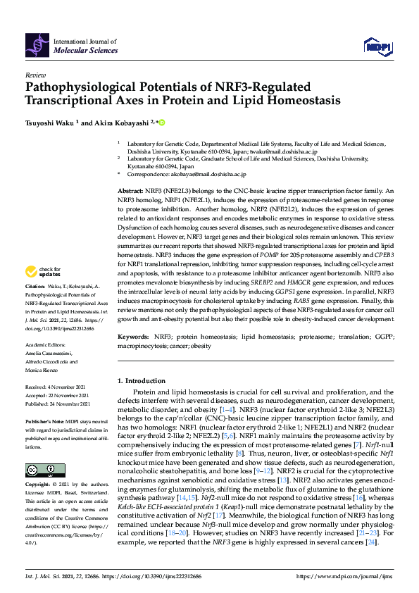 (PDF) Pathophysiological Potentials of NRF3-Regulated Transcriptional ...