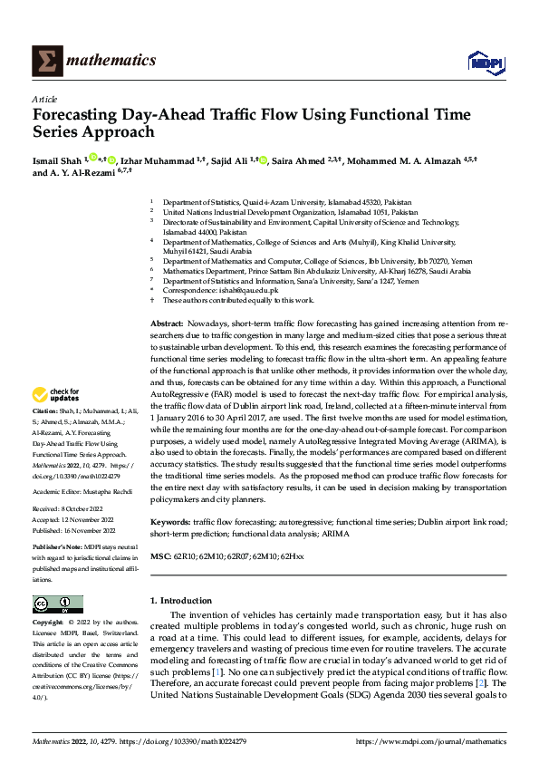 (PDF) Forecasting Day-Ahead Traffic Flow Using Functional Time Series ...
