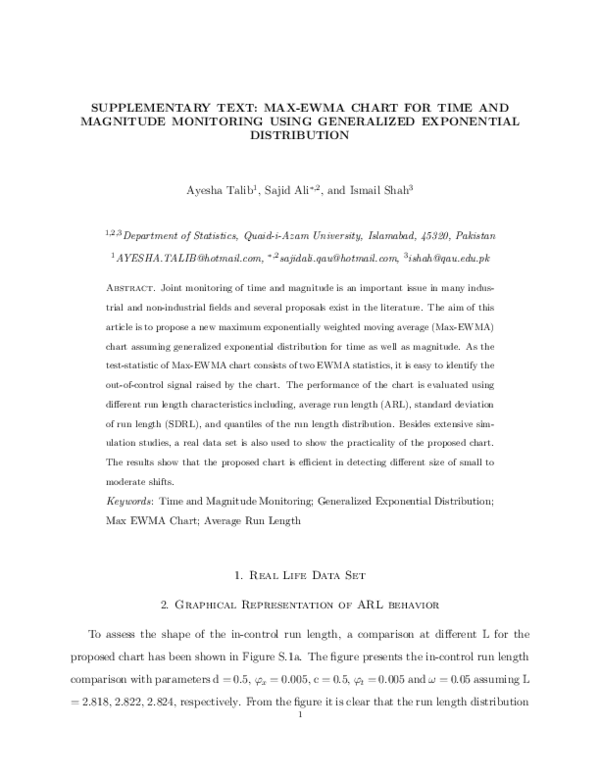 (PDF) Max-EWMA chart for time and magnitude monitoring using generalized exponential distribution