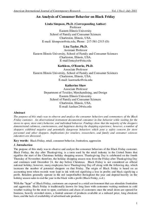 (PDF) An Analysis of Consumer Behavior on Black Friday