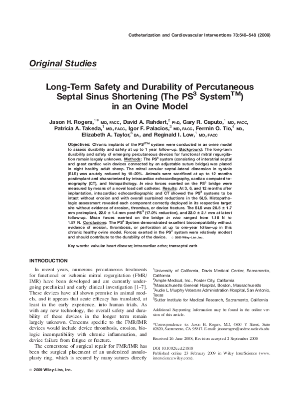 (PDF) Long-term safety and durability of percutaneous septal sinus ...