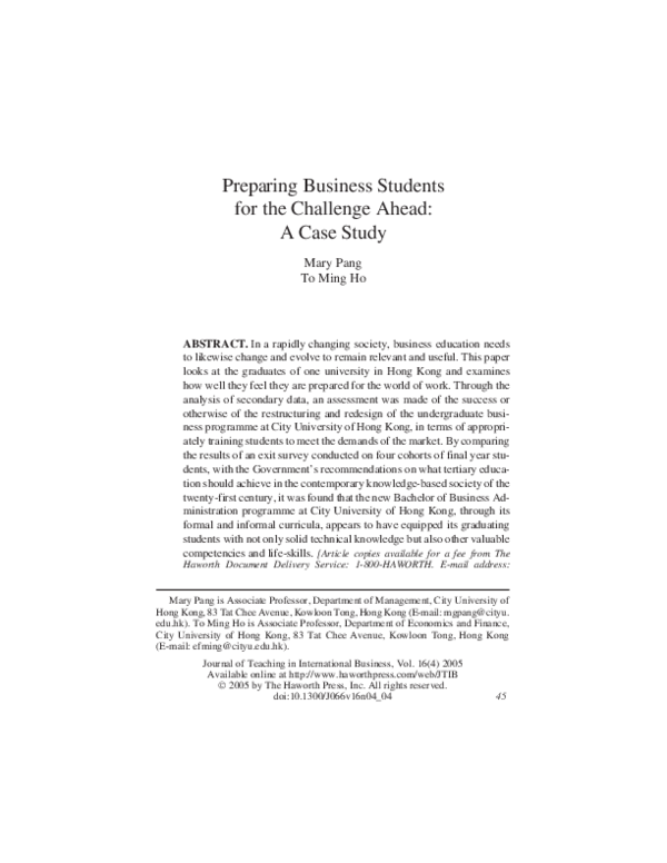 (PDF) Preparing Business Students for the Challenge Ahead