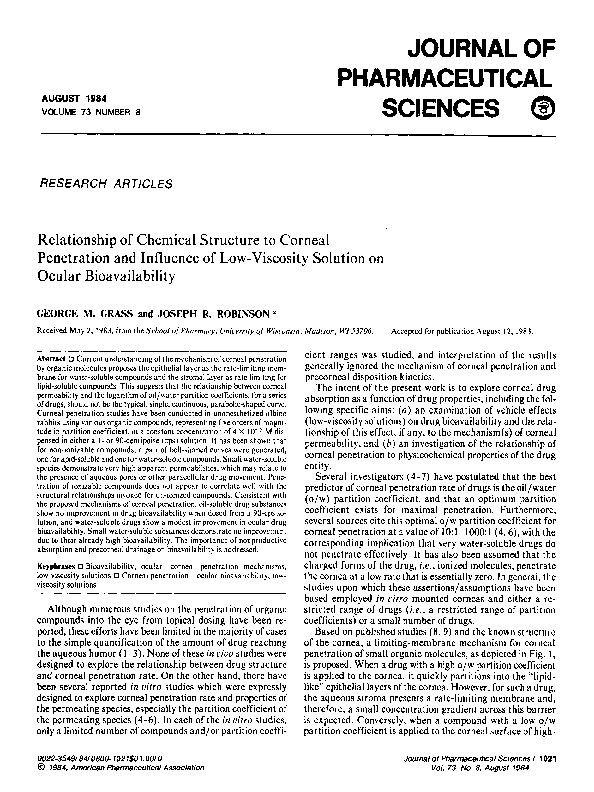 (PDF) Relationship of chemical structure to corneal penetration and ...