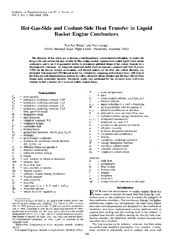 (PDF) Hot-gas-side and coolant-side heat transfer in liquid rocket ...