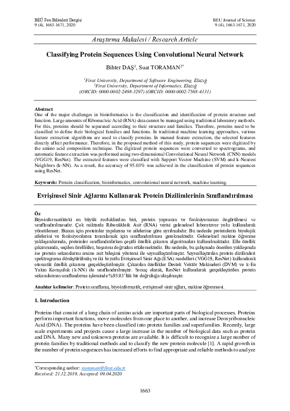 (PDF) Classifying Protein Sequences Using Convolutional Neural Network