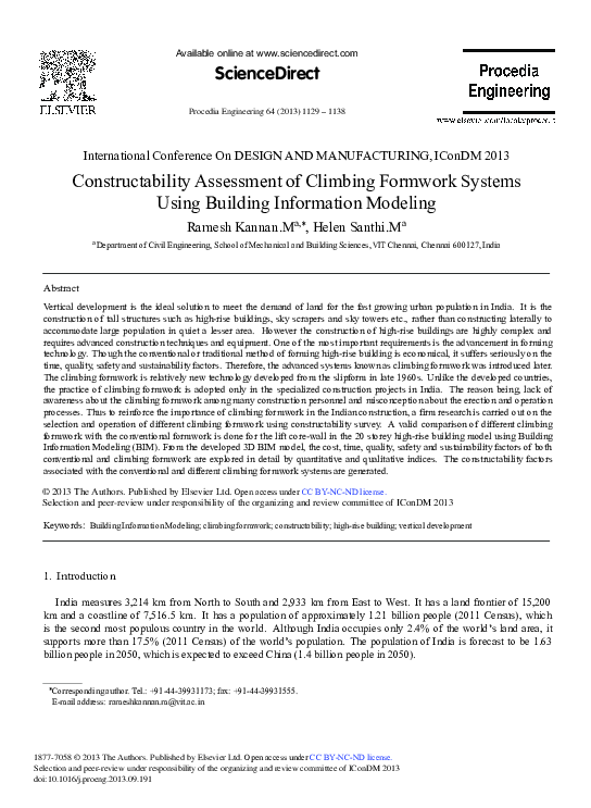 (PDF) Constructability Assessment of Climbing Formwork Systems Using Building Information Modeling