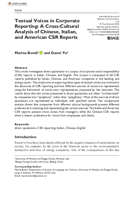 (PDF) Textual Voices in Corporate Reporting: A Cross-Cultural Analysis ...