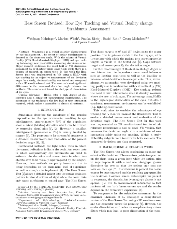 (PDF) Hess Screen Revised: How Eye Tracking and Virtual Reality change ...