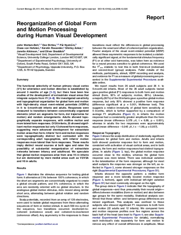 (PDF) Reorganization of Global Form and Motion Processing during Human ...