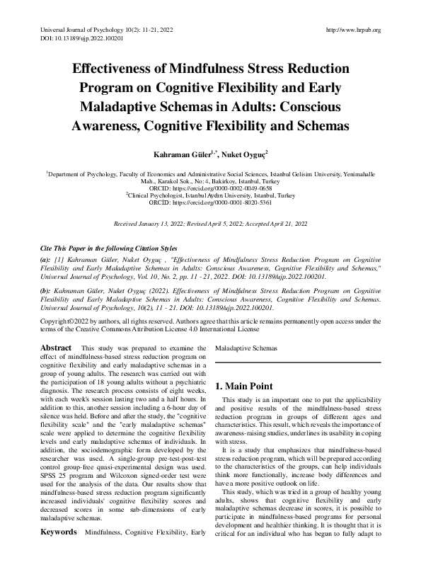 (PDF) Effectiveness of Mindfulness Stress Reduction Program on ...