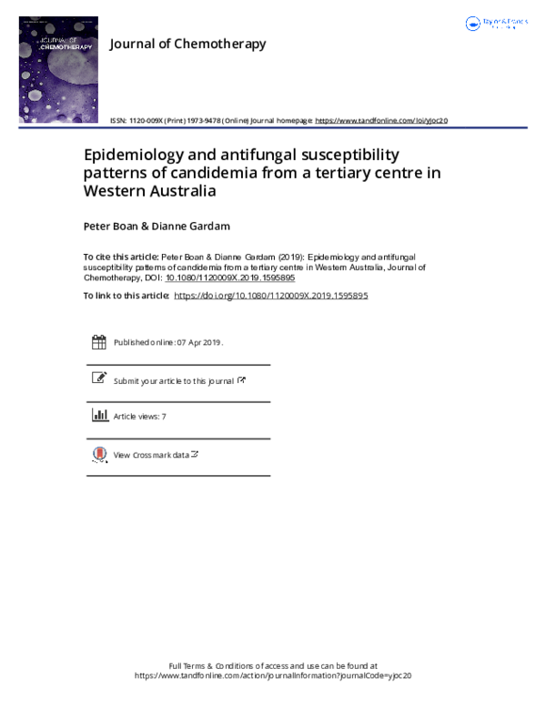 (PDF) Epidemiology and antifungal susceptibility patterns of candidemia from a tertiary centre ...