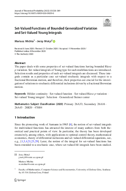 Pdf Set Valued Functions Of Bounded Generalized Variation And Set