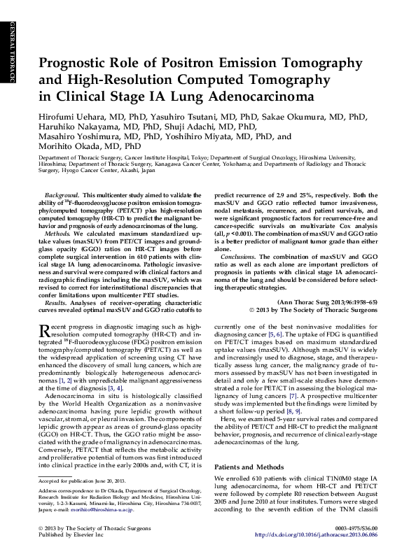 (PDF) Prognostic Role of Positron Emission Tomography and High-Resolution Computed Tomography in ...