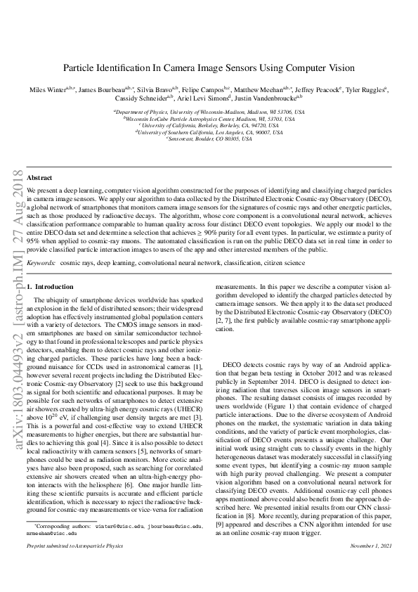 (PDF) Particle identification in camera image sensors using computer vision