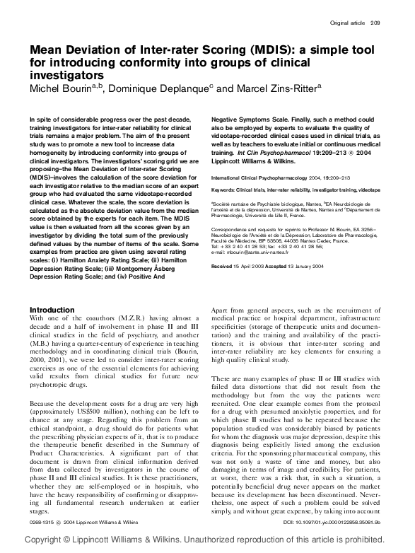 (PDF) Mean Deviation of Inter-rater Scoring (MDIS): a simple tool for ...