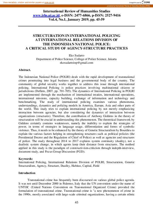 (PDF) Structuration in International Policing at International ...