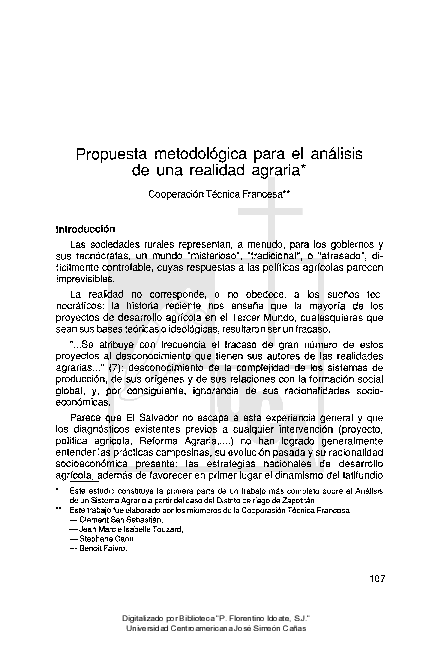 (PDF) Propuesta metodológica para el análisis de una realidad agraria