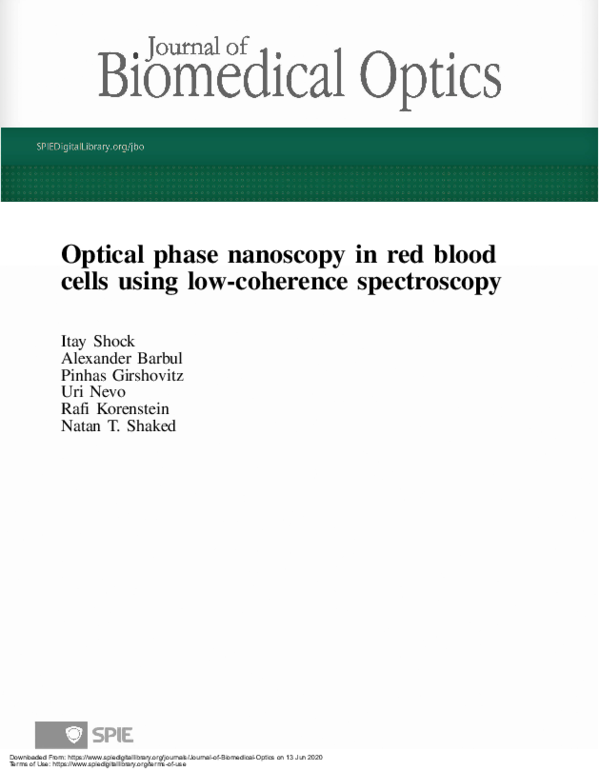 (PDF) Optical phase nanoscopy in red blood cells using low-coherence ...