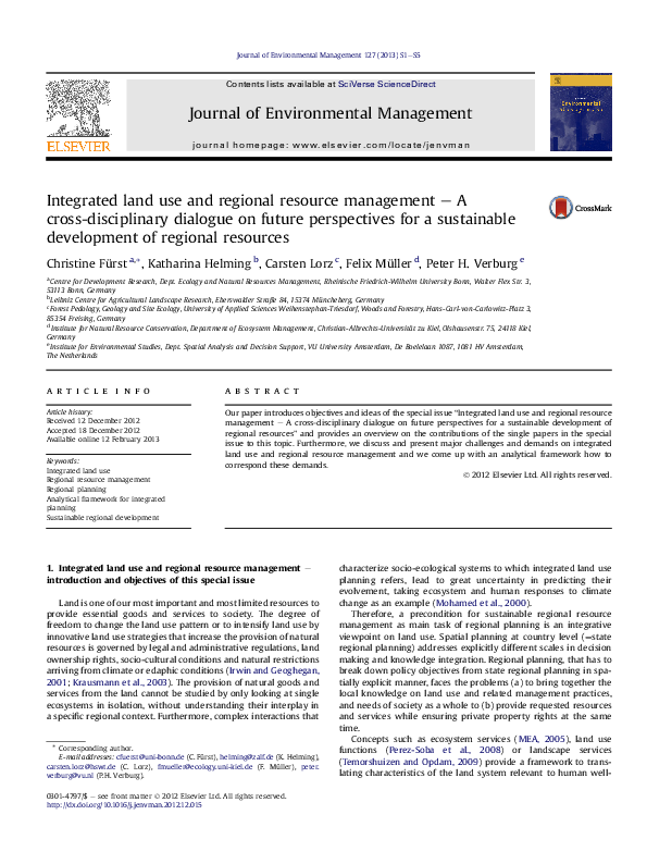 (PDF) Integrated land use and regional resource management – A cross ...
