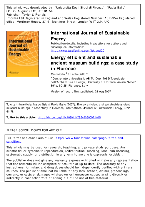 (PDF) Energy efficient and sustainable ancient museum buildings: a case study in Florence
