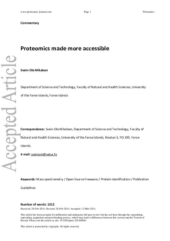 (PDF) Proteomics made more accessible