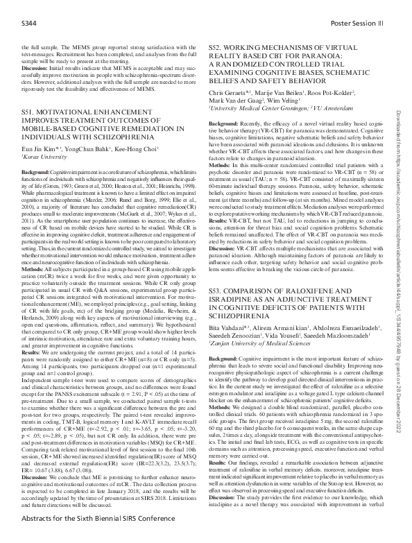 (PDF) S52. Working Mechanisms of Virtual Reality Based CBT for Paranoia ...