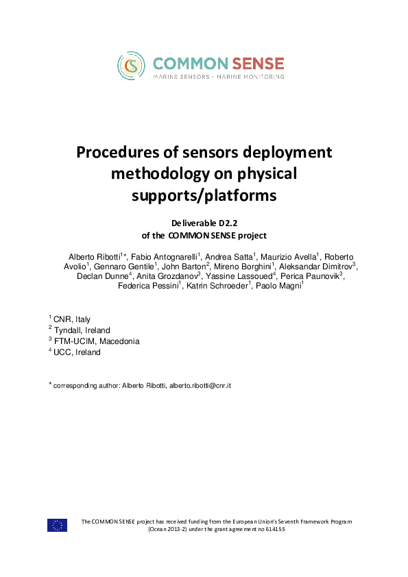 (PDF) Procedures of sensors deployment methodology on physical supports/platforms