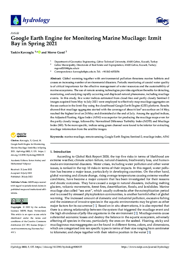 (PDF) Google Earth Engine for Monitoring Marine Mucilage: Izmit Bay in ...