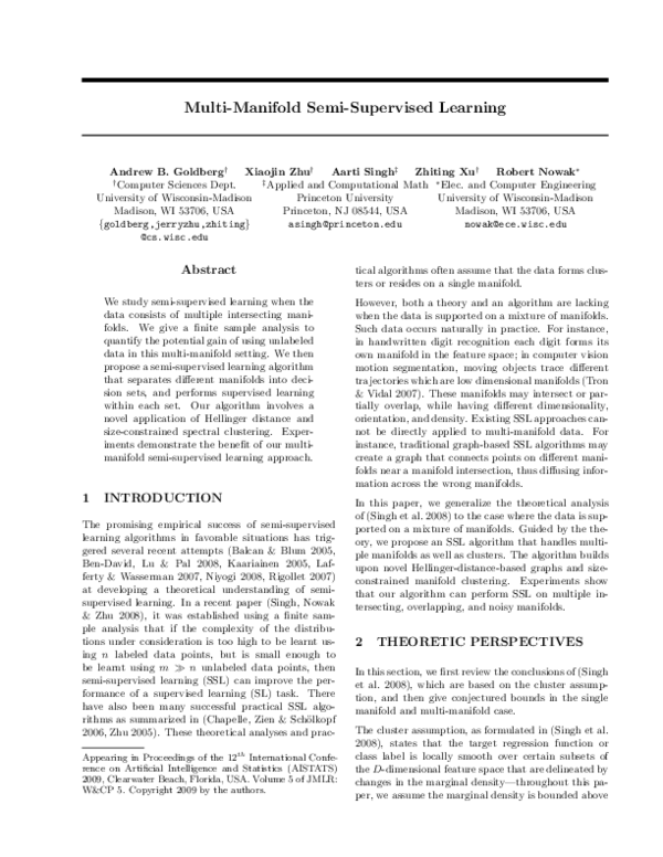 (PDF) Multi-Manifold Semi-Supervised Learning