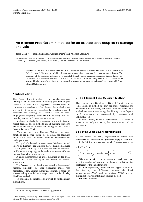 (PDF) An Element Free Galerkin method for an elastoplastic coupled to ...