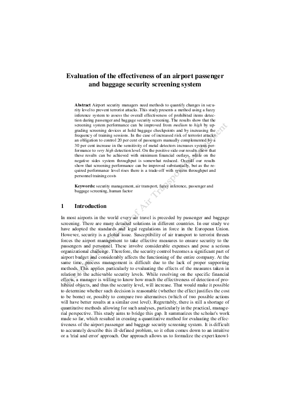 (PDF) Evaluation of the effectiveness of an airport passenger and ...