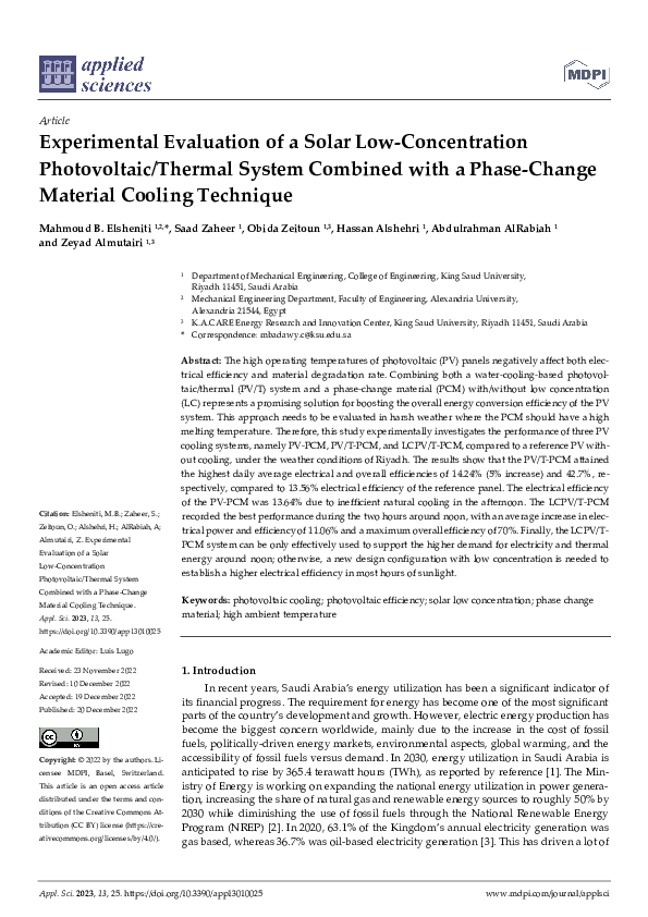 (PDF) Experimental Evaluation of a Solar Low-Concentration Photovoltaic ...