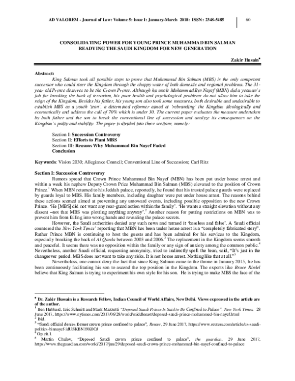 (PDF) CONSOLIDATING POWER FOR YOUNG PRINCE MUHAMMAD BIN SALMAN READYING ...