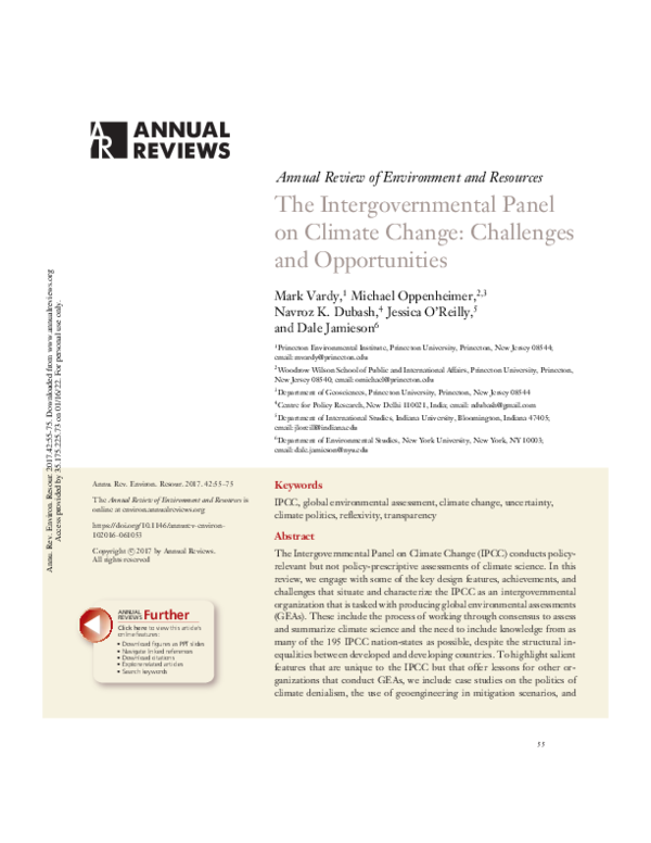 (PDF) The Intergovernmental Panel on Climate Change: Challenges and ...