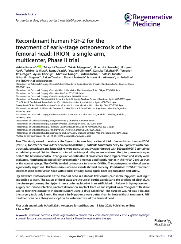 (PDF) Recombinant human FGF-2 for the treatment of early-stage ...