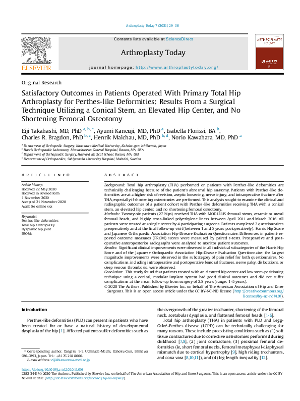 (PDF) Satisfactory Outcomes in Patients Operated With Primary Total Hip ...