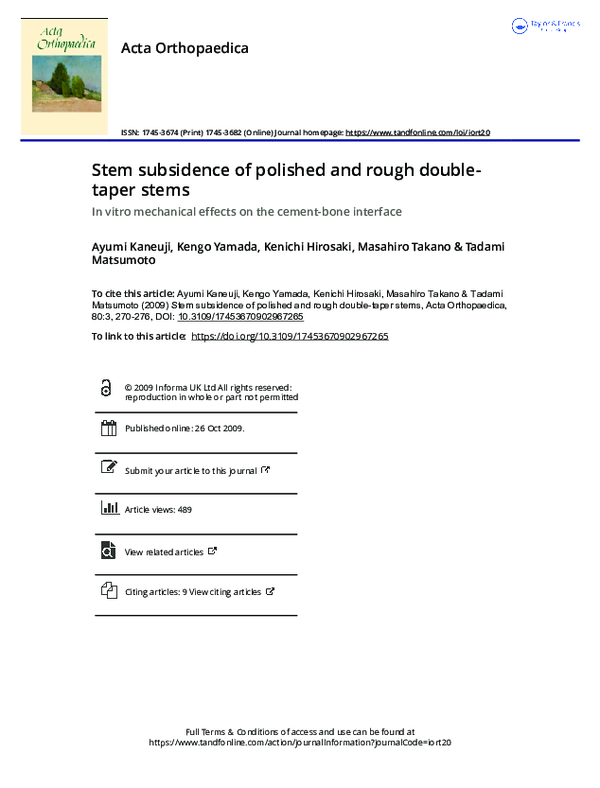 (PDF) Stem subsidence of polished and rough double-taper stems