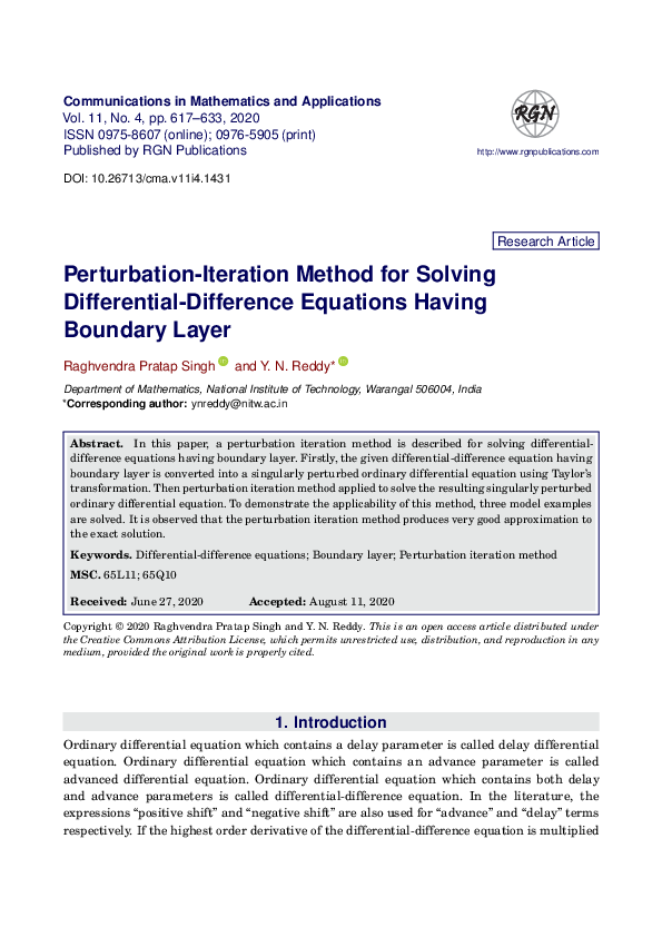 (PDF) Perturbation-Iteration Method for Solving Differential-Difference Equations Having ...